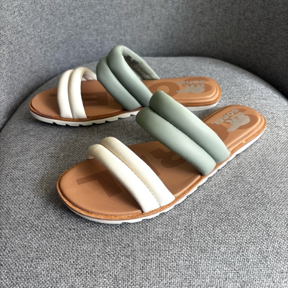 Sorel | Shoes | Sorel Ella Ii Puff Slide Slip On Leather Sandals Pastel ...